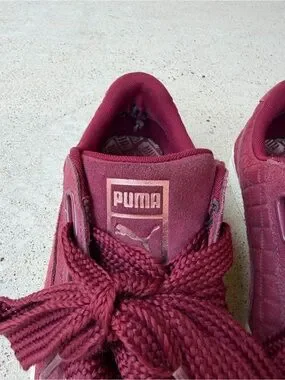 Puma | Shoes | Puma Suede Heart Quilted Burgundy Ribbon Lace Sneakers ...